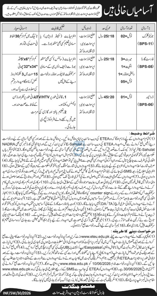 KPK Forestry Department Swat Jobs 2026 – Apply Online via ETEA for ...